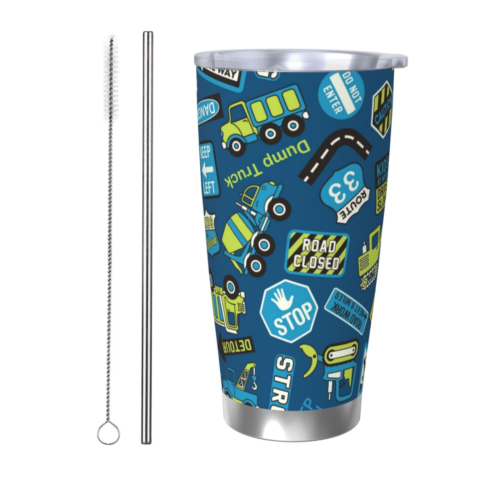 Daiia Dump Truck Printed 20oz Insulated Coffee Cup with Straw Topper ...