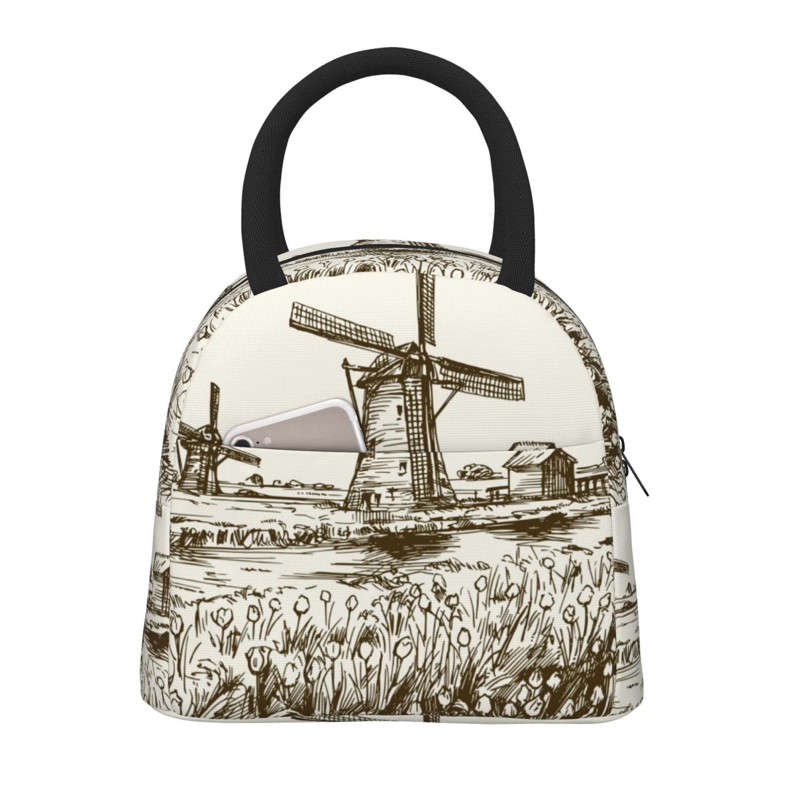 Daiia Dutch Windmill Pattern Lunch Bag , Insulated Lunch Box, Small ...