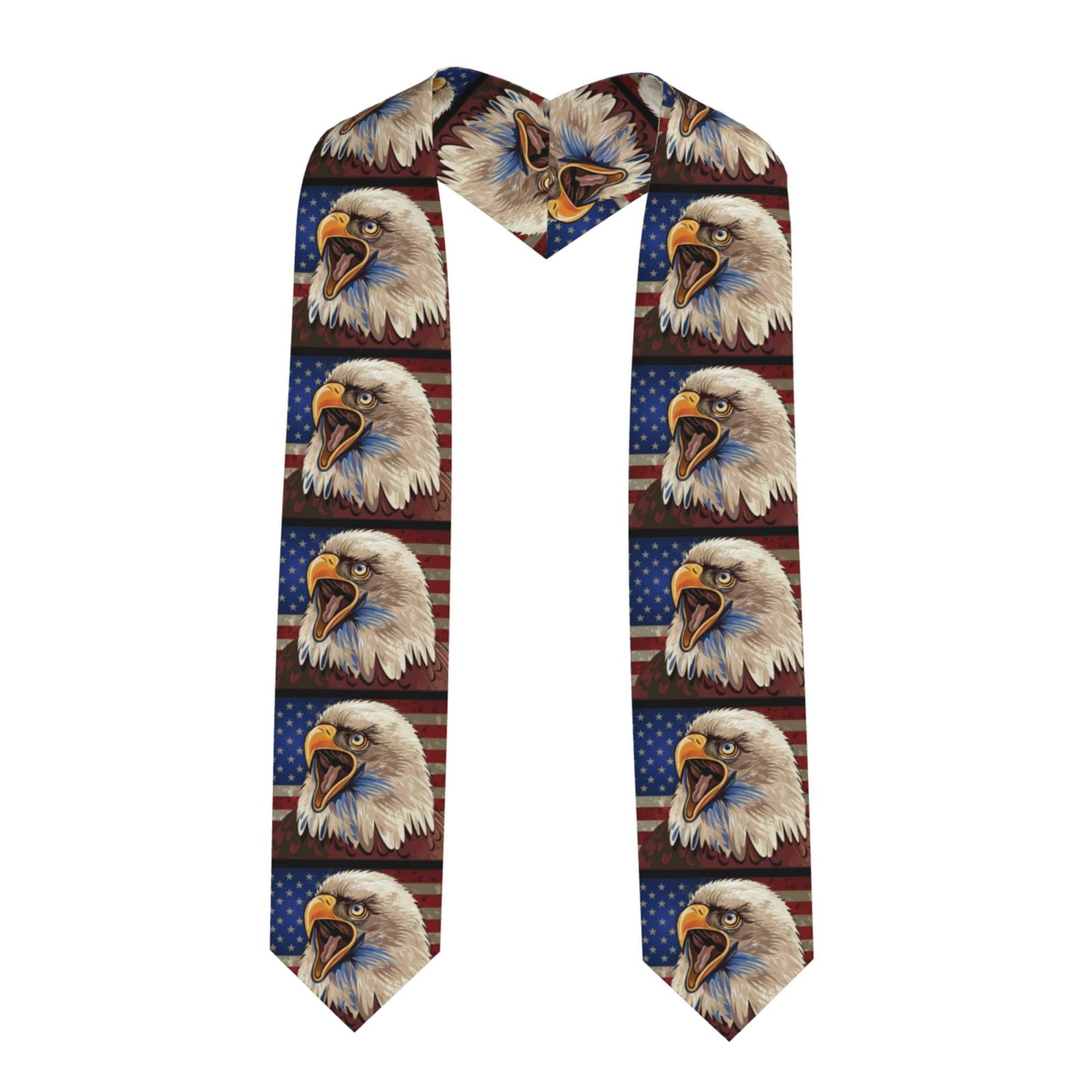 Daiia Eagle With USA Flags Pattern Graduation Shawl Stole – Satin ...