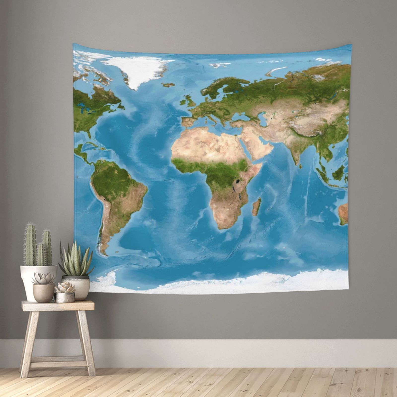 Daiia Earth View World Map Pattern Tapestry 60x51 Inches Wall Hanging ...