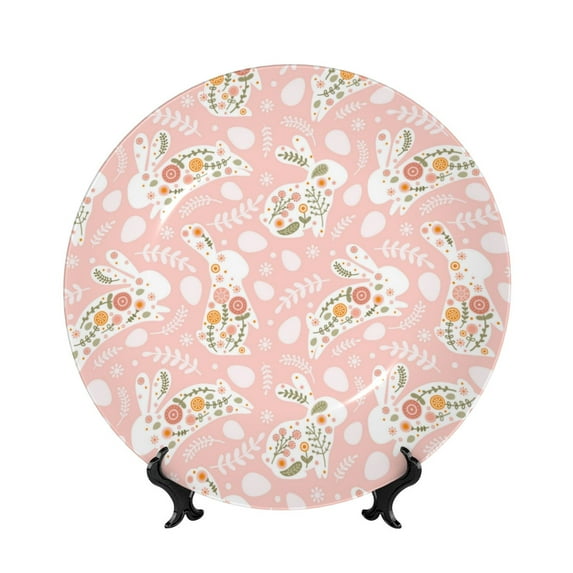 Daiia Easter Bunny Printed Pattern Ceramic Plate Dinner Plates Bone ...
