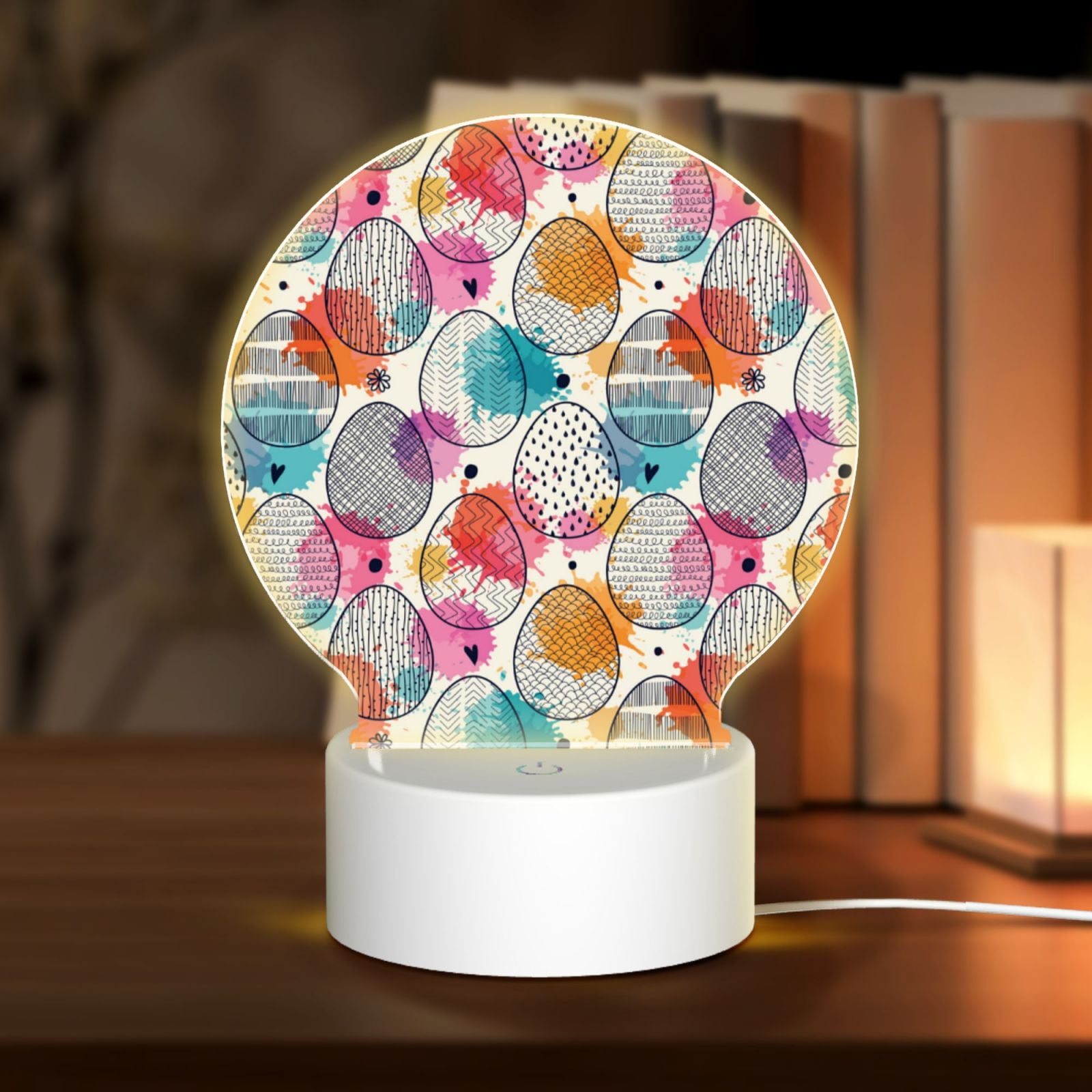 Daiia Easter Egg Pattern Acrylic Night Light, LED Touch Light, Bedroom ...