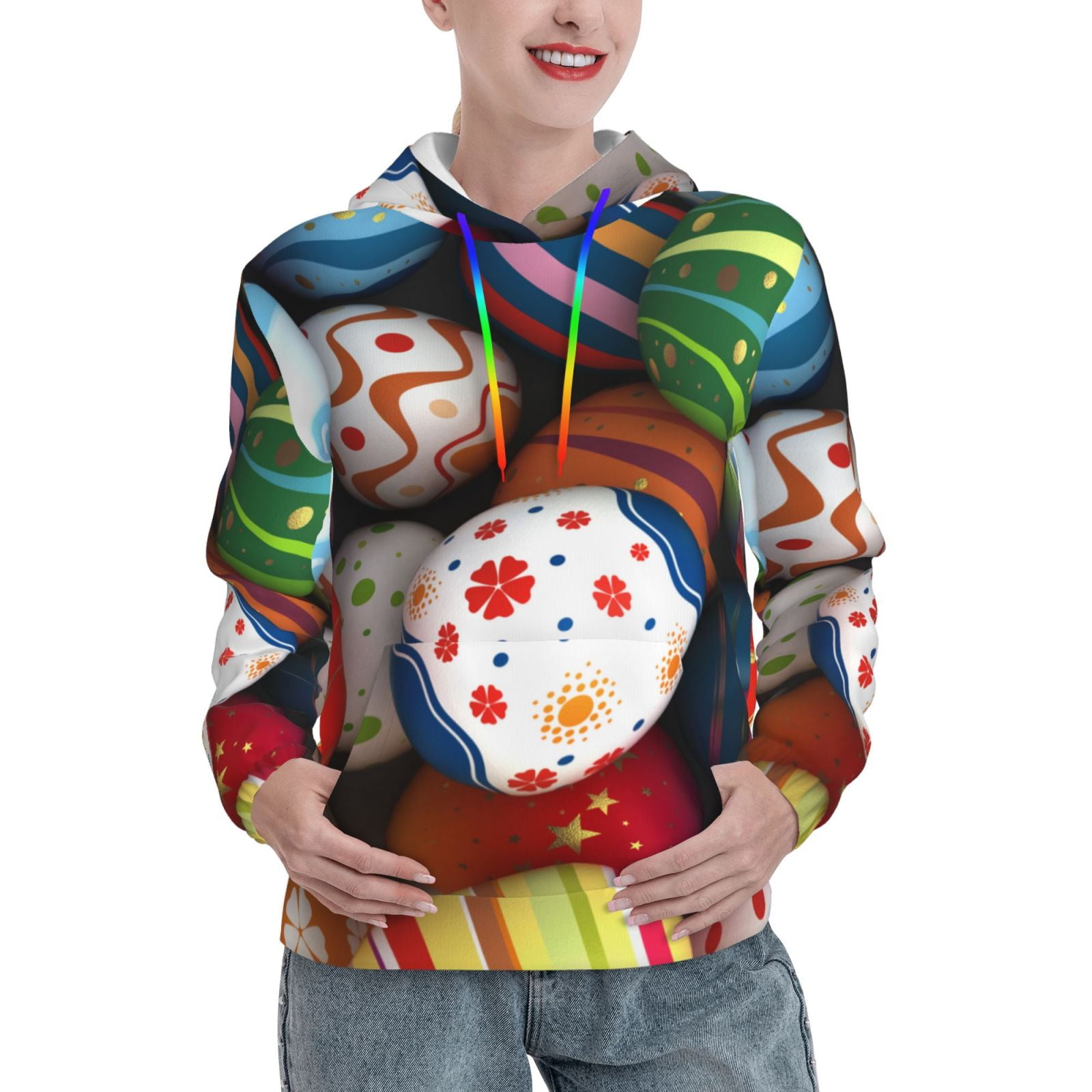 Daiia Easter Egg Pattern Women's Fashion Hoodies & Sweatshirts with ...