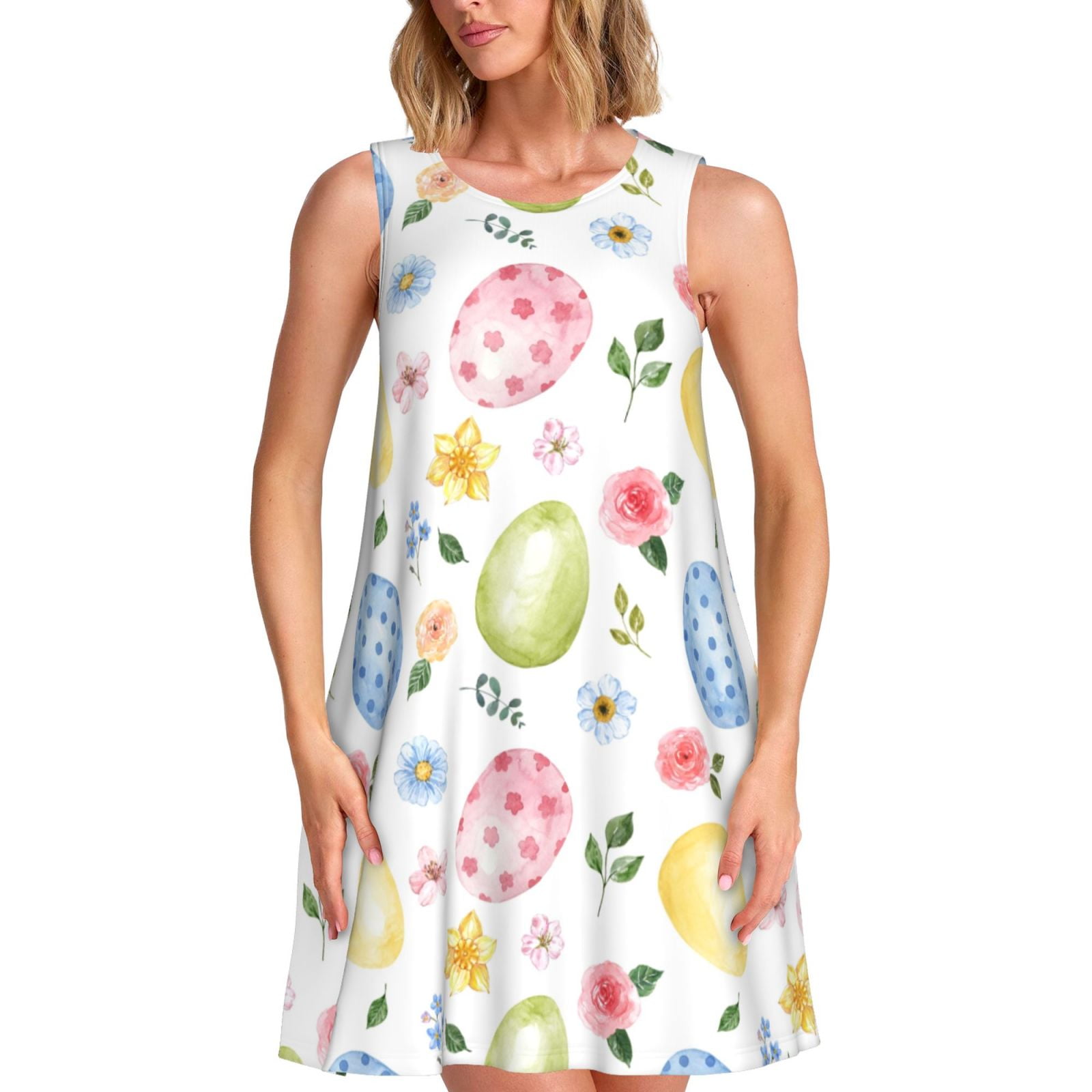 Daiia Easter Egg3 Print Women's Dresses 2025 Trendy Short sleeve ...