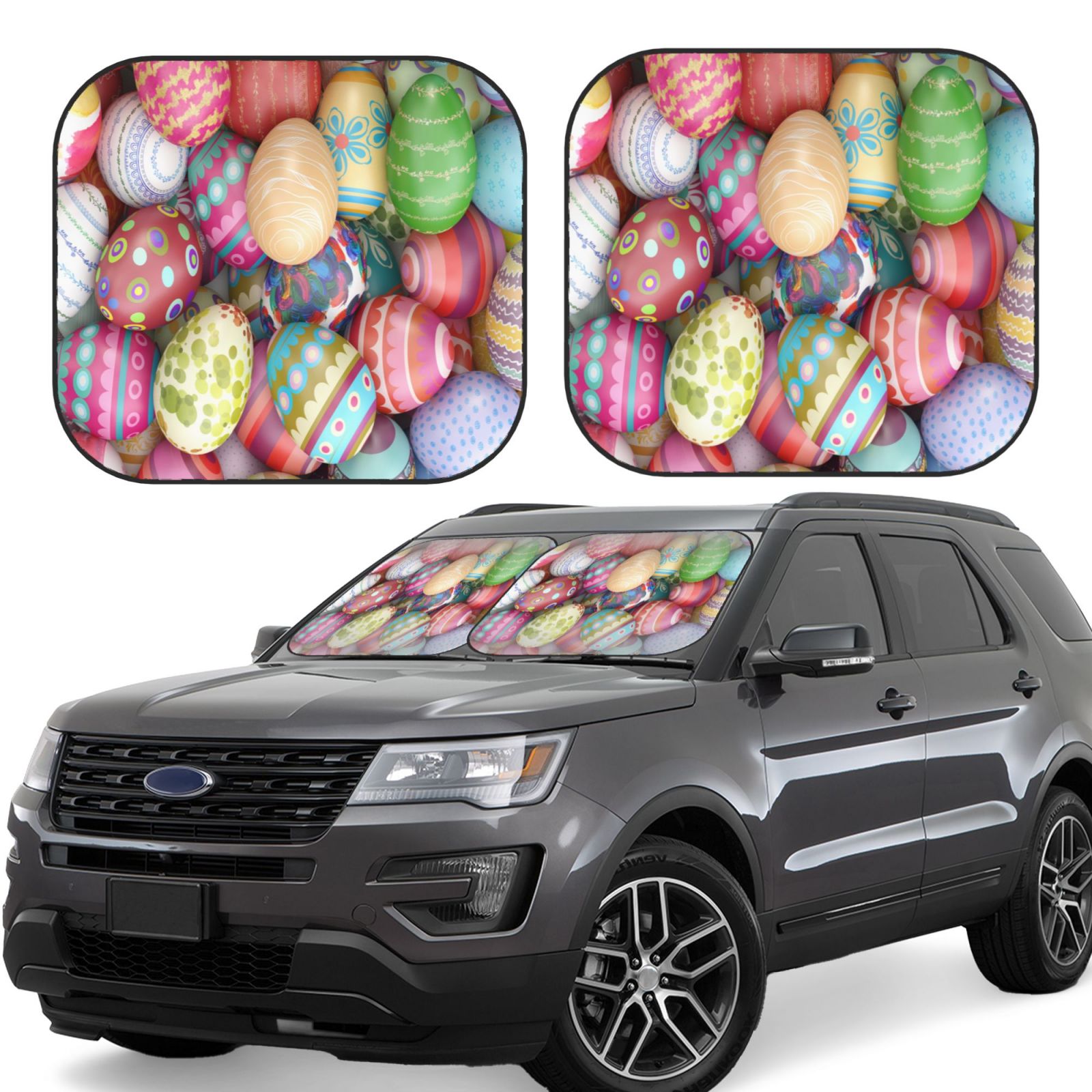 Daiia Easter Eggs Windshield Sun Shade 2 Pack Foldable Car Front Window ...