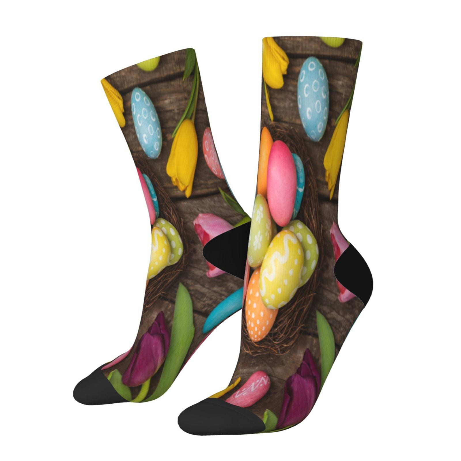 Daiia Easter eggs Print Crew Socks – Soft Breathable Long Socks for Men ...