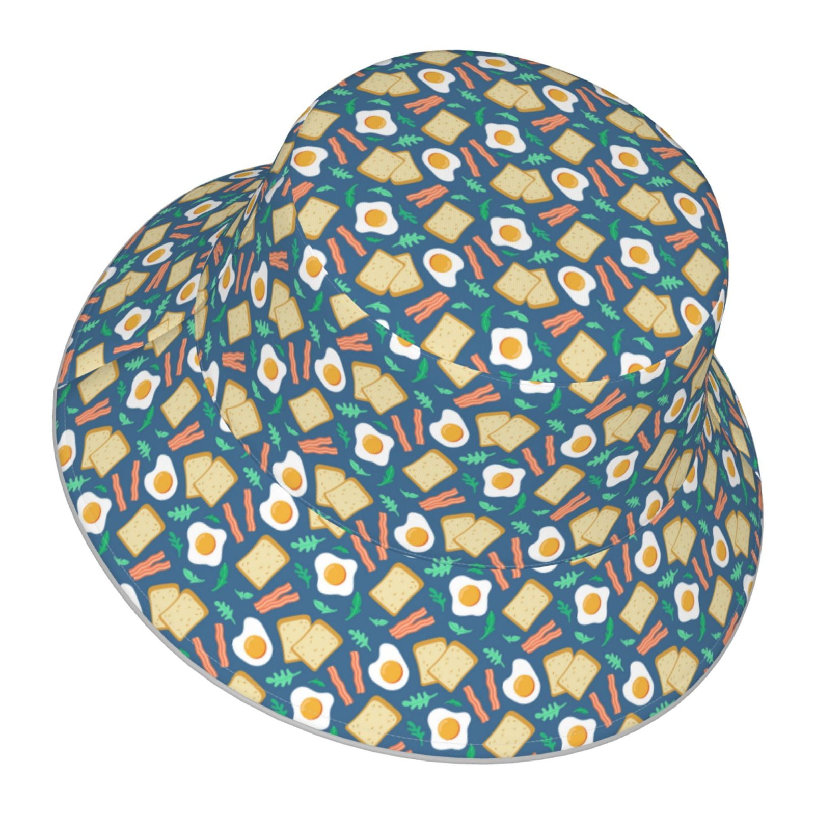 Daiia Eggs Toast Bacon And Arugula Pattern Bucket Hat - Trendy Cotton ...