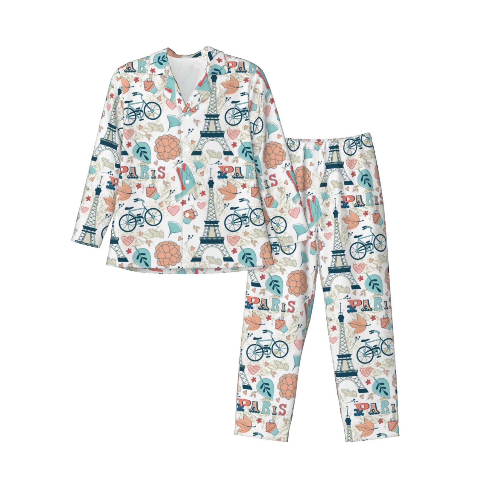 Daiia Eiffel Tower for Men's Long-Sleeved Pajama Set – Soft ...