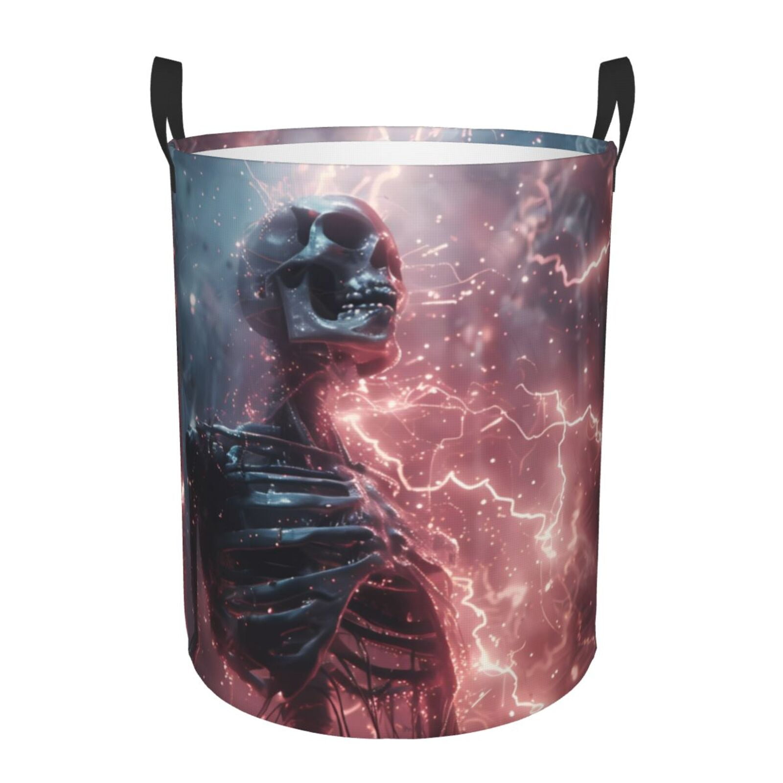 Daiia Electric Skeleton Surrealism Round Laundry Basket with Handles ...