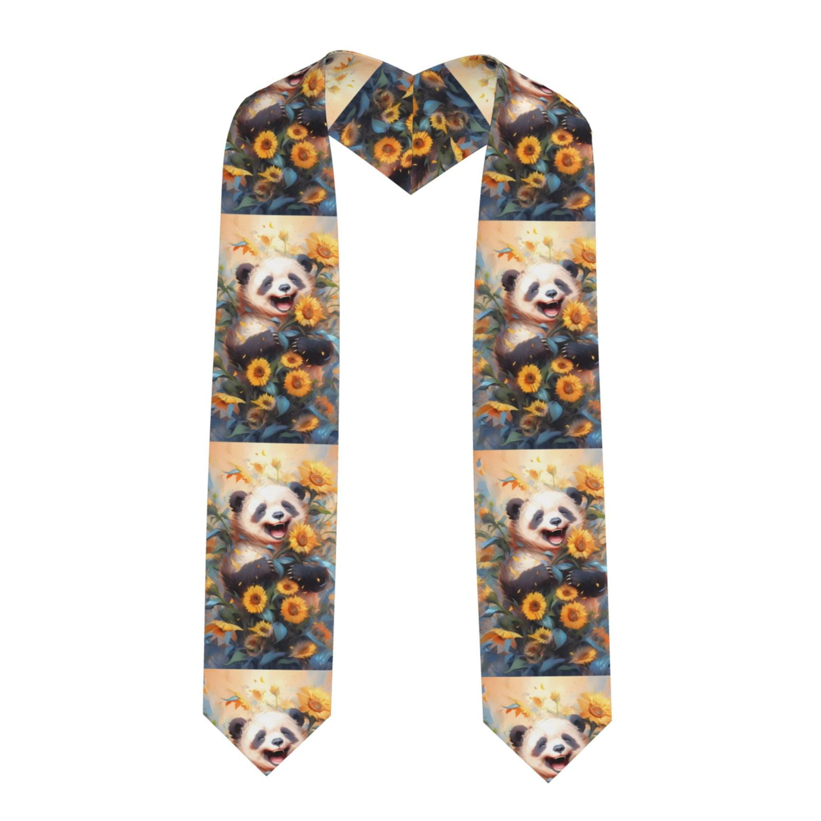 Daiia Elegant Cute Panda Sunflower Pattern Graduation Shawl Stole ...