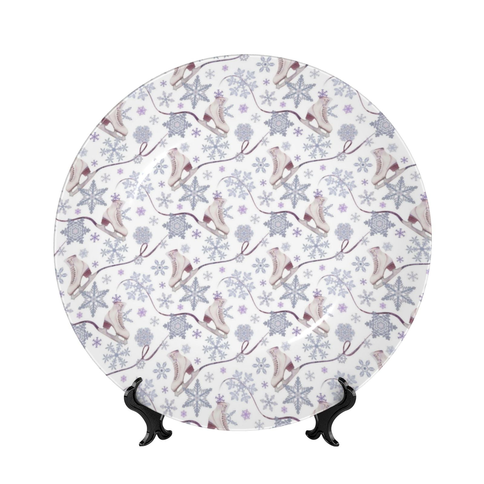 Daiia Elegant ice skates snowflakes Printed Pattern Ceramic Plate ...