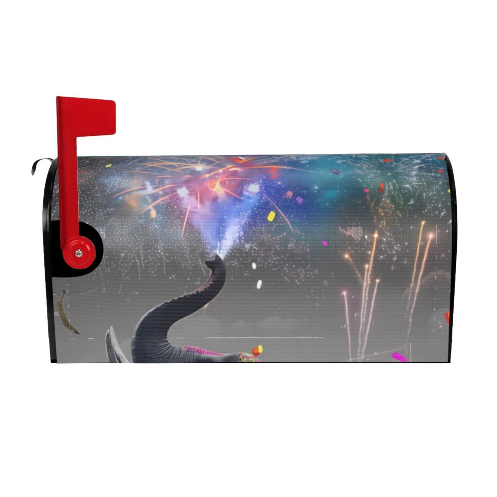 Daiia Elephant Fireworks Celebration Mailbox Cover , Magnetic Welcome ...