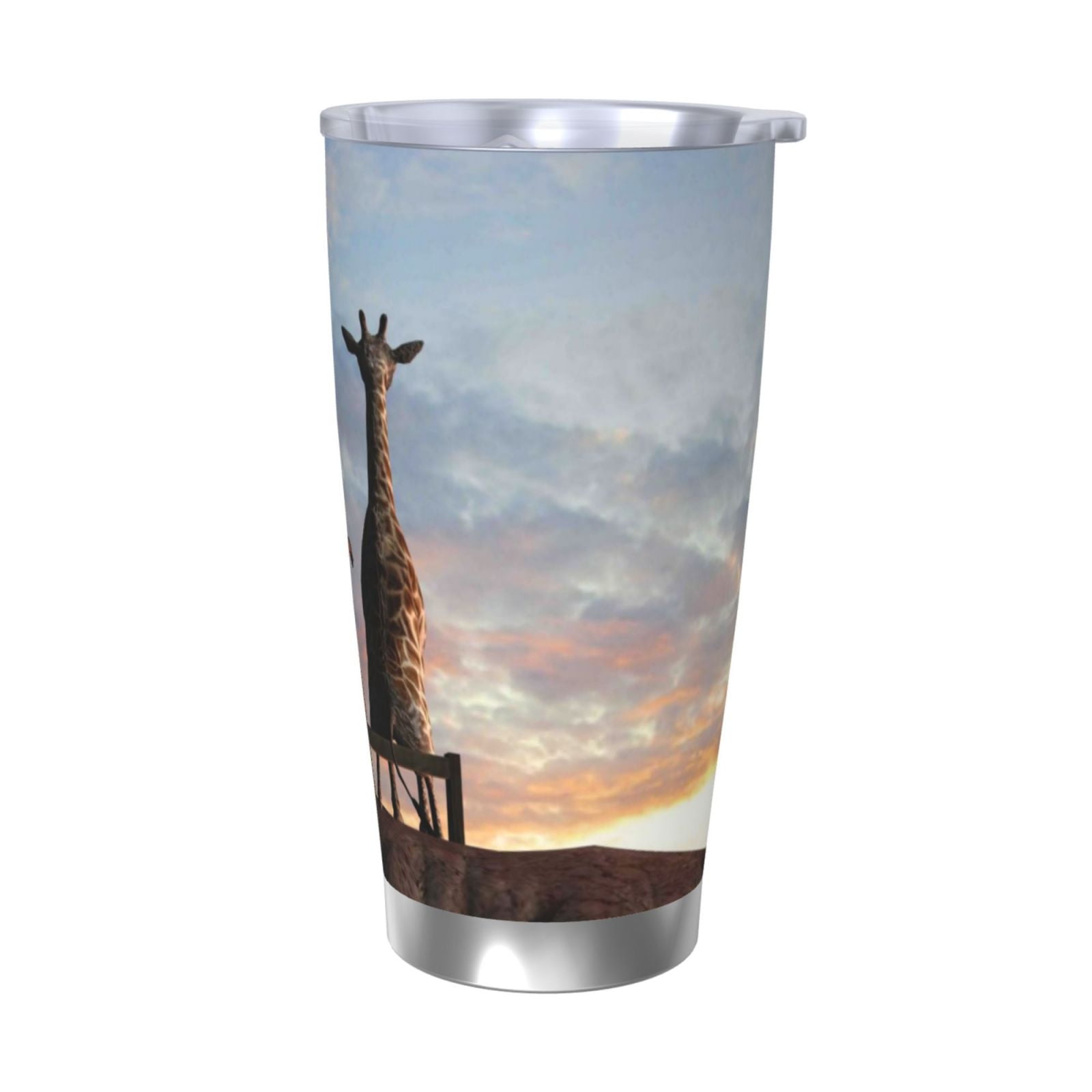 Daiia Elephant Giraffe Printed 20oz Insulated Coffee Cup with Straw ...