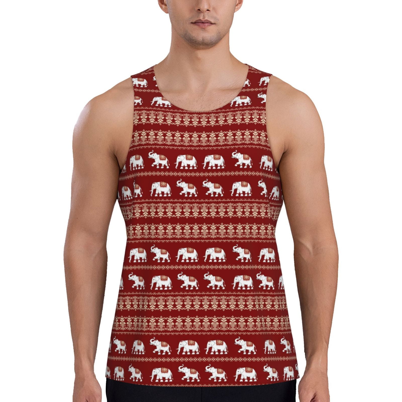 Daiia Elephant Printed Men's Quick Dry Fit Muscle Tank Top Slim-Fit ...