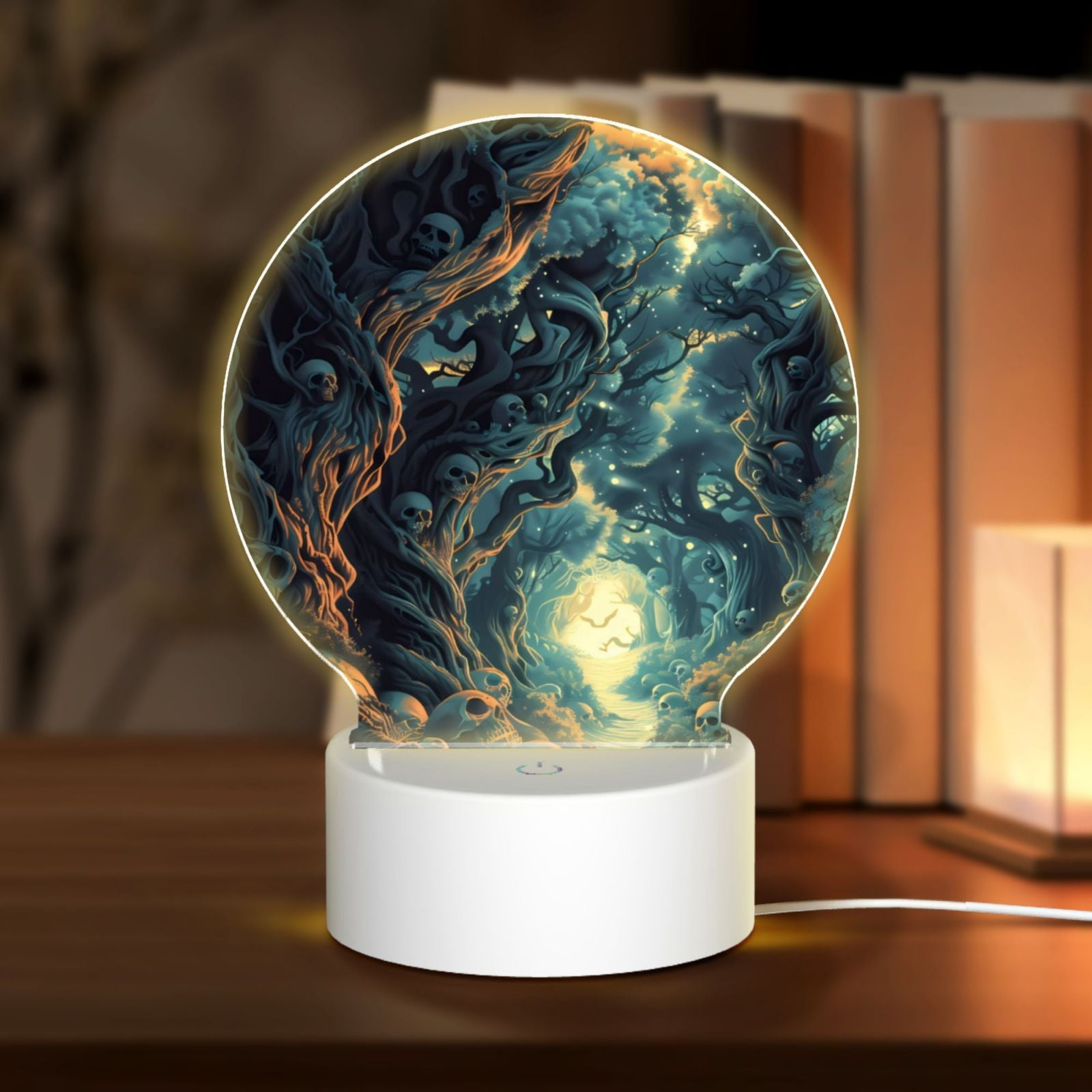 Daiia Enchanted Forest Skull Path Pattern Acrylic Night Light, LED ...