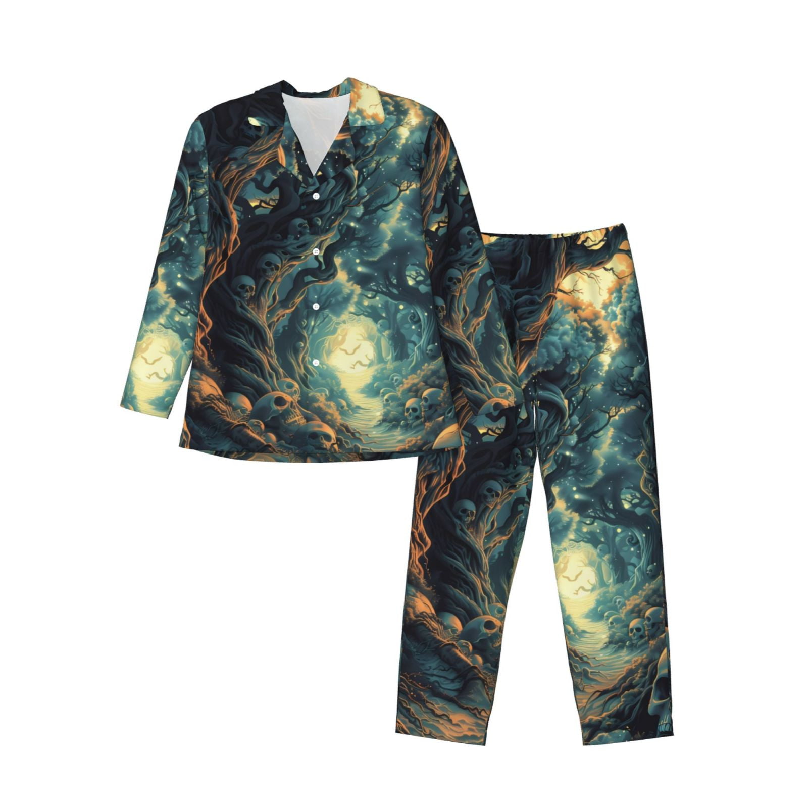 Daiia Enchanted Forest Skull Path for Men's Long-Sleeved Pajama Set ...