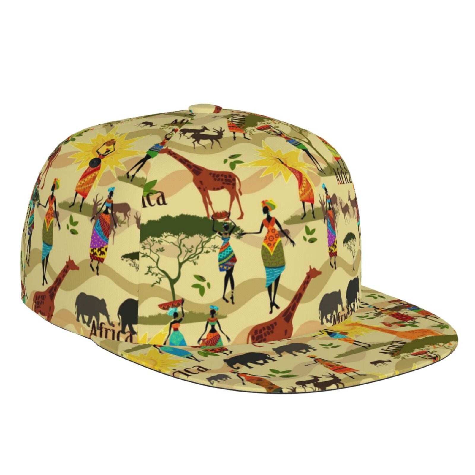 Daiia Ethnic African print Flat Bill Hats Flat Brim Trucker Cap ...