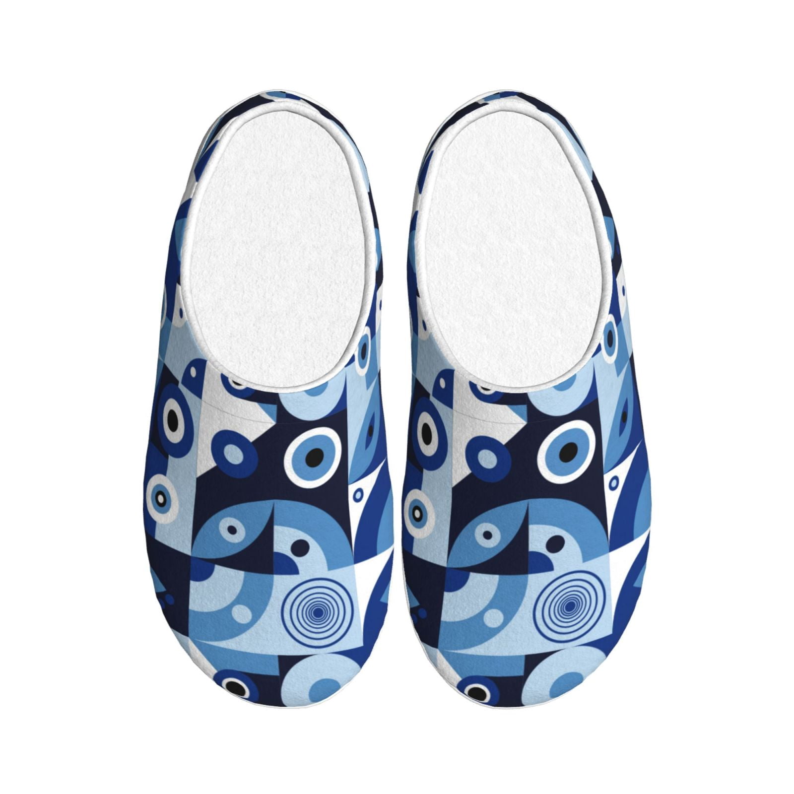 Daiia Evil Eye Print Women’s Fuzzy Slippers Memory Foam Lightweight ...