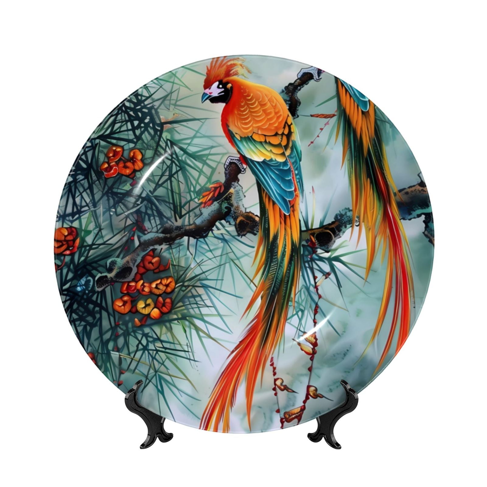 Daiia Exotic Birds Forest Printed Pattern Ceramic Plate Dinner Plates ...