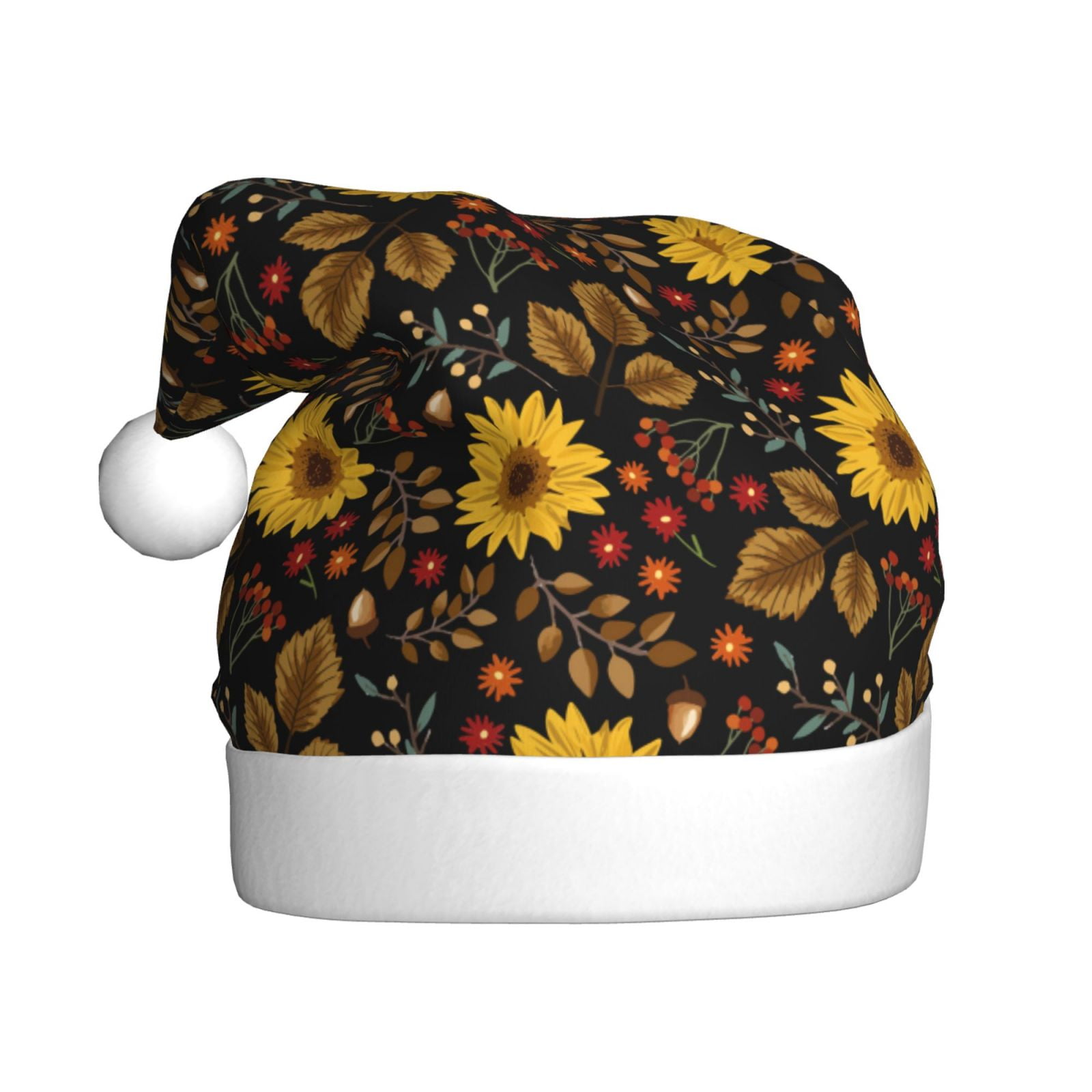 Daiia Fall Daisy Leaf Print Christmas Knitted Beanie Hat, Large Knit Hat Xmas Small Gifts For ...