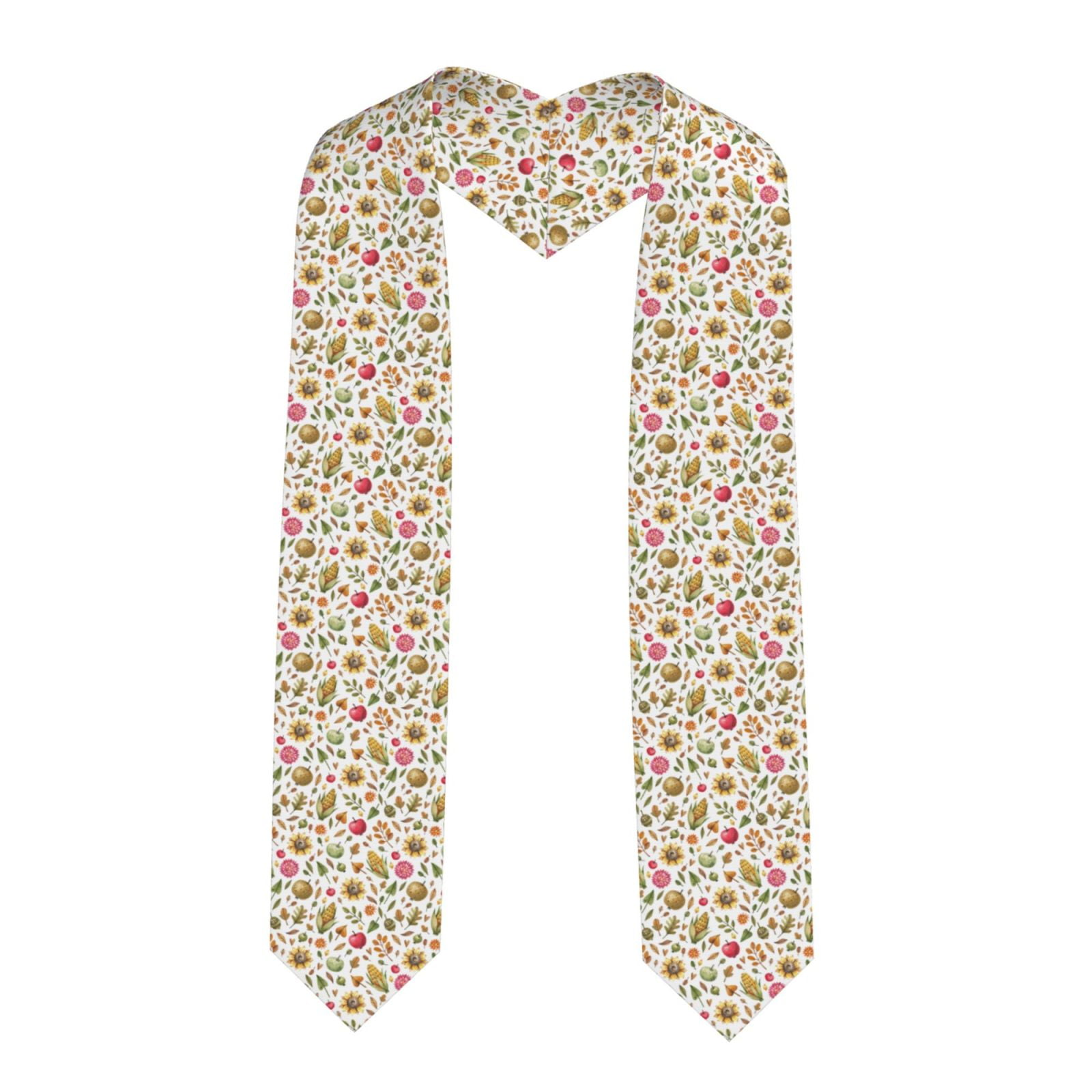 Daiia Fall Fruits And Vegetables Pattern Graduation Shawl Stole – Satin ...