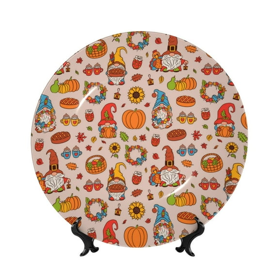 Daiia Fall Thanksgiving Printed Pattern Ceramic Plate Dinner Plates ...