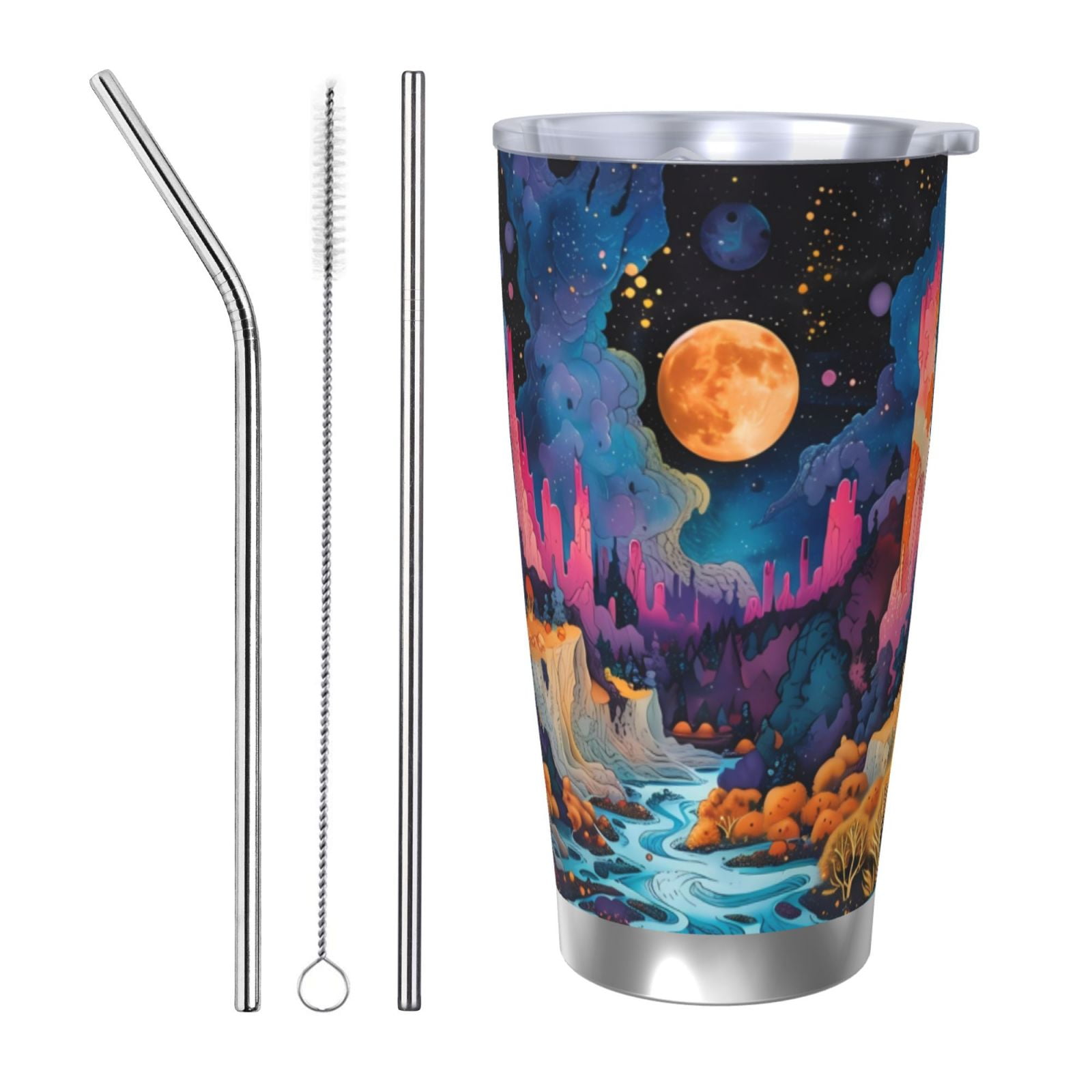 Daiia Fantasy Cosmic Landscape Printed 20oz Insulated Coffee Cup with ...