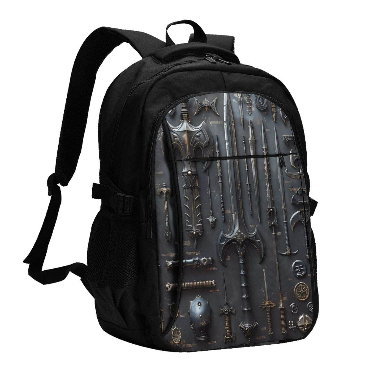 Daiia Fantasy Medieval Weaponry Pattern USB Charging Backpack for Men ...