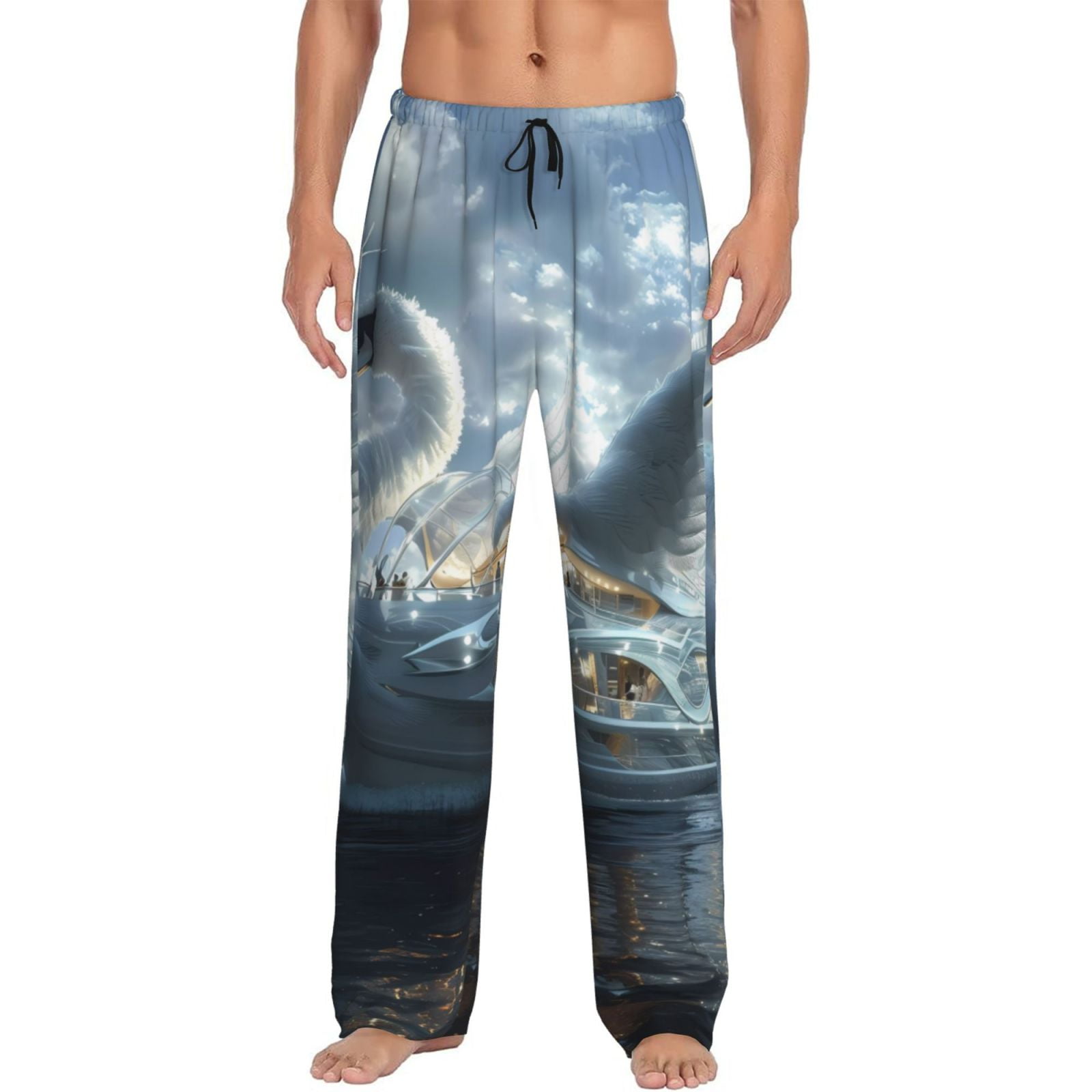 Daiia Fantasy Swan Yacht Design Men's Sleep Pant with Pockets and ...