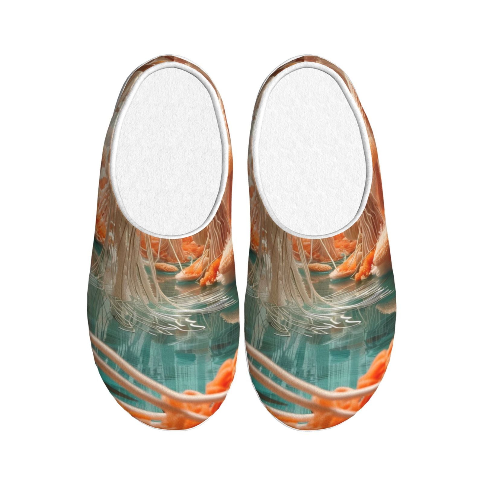 Daiia Fantasy Underwater Jellyfish Print Women’s Fuzzy Slippers Memory ...