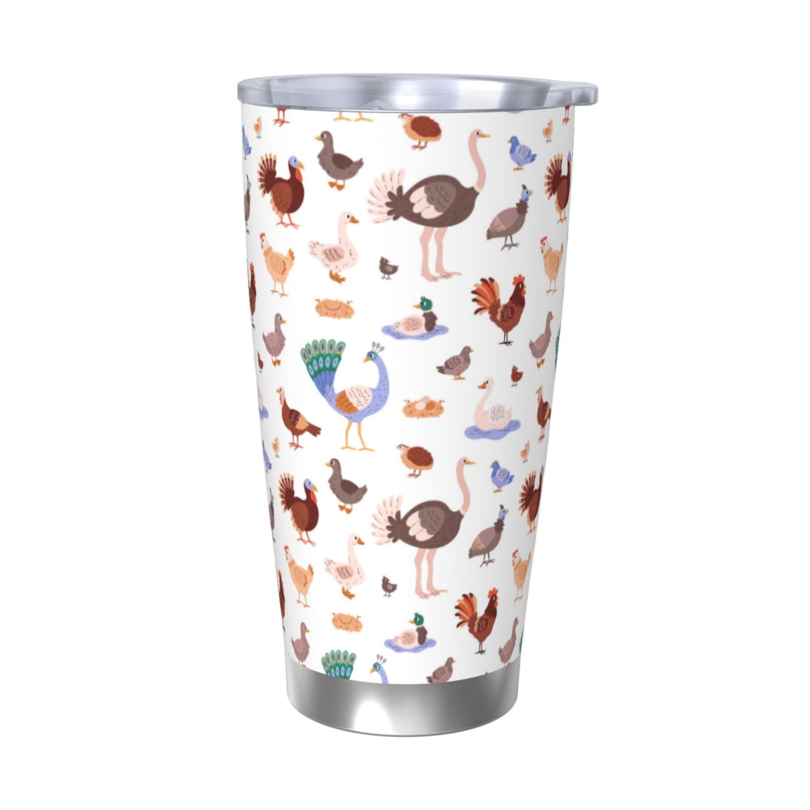 Daiia Farm Birds Goose Printed 20oz Insulated Coffee Cup with Straw ...