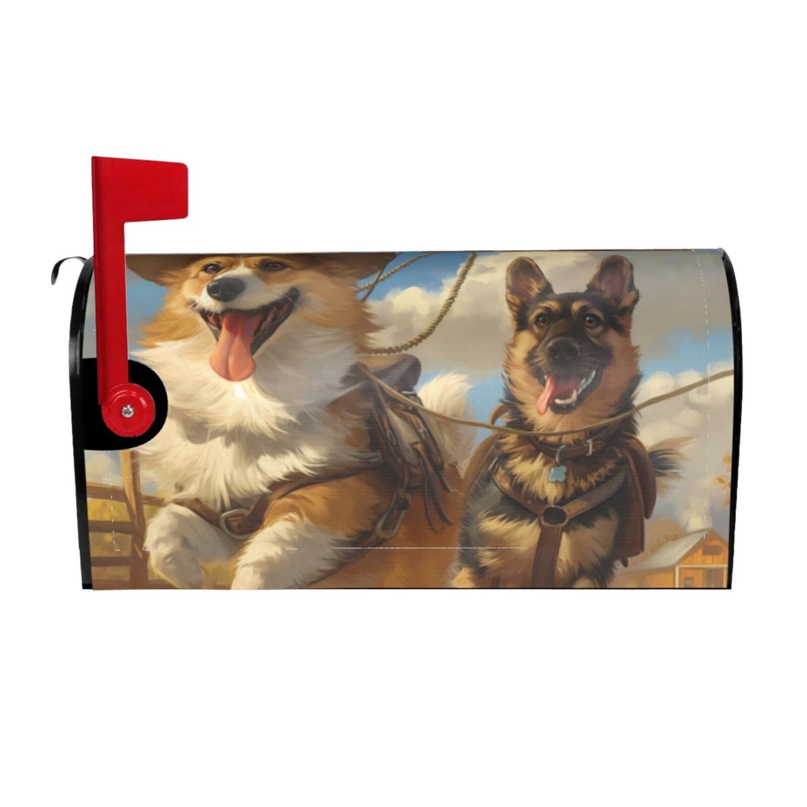 Daiia Farm Corgi German Shepherd Mailbox Cover , Magnetic Welcome ...