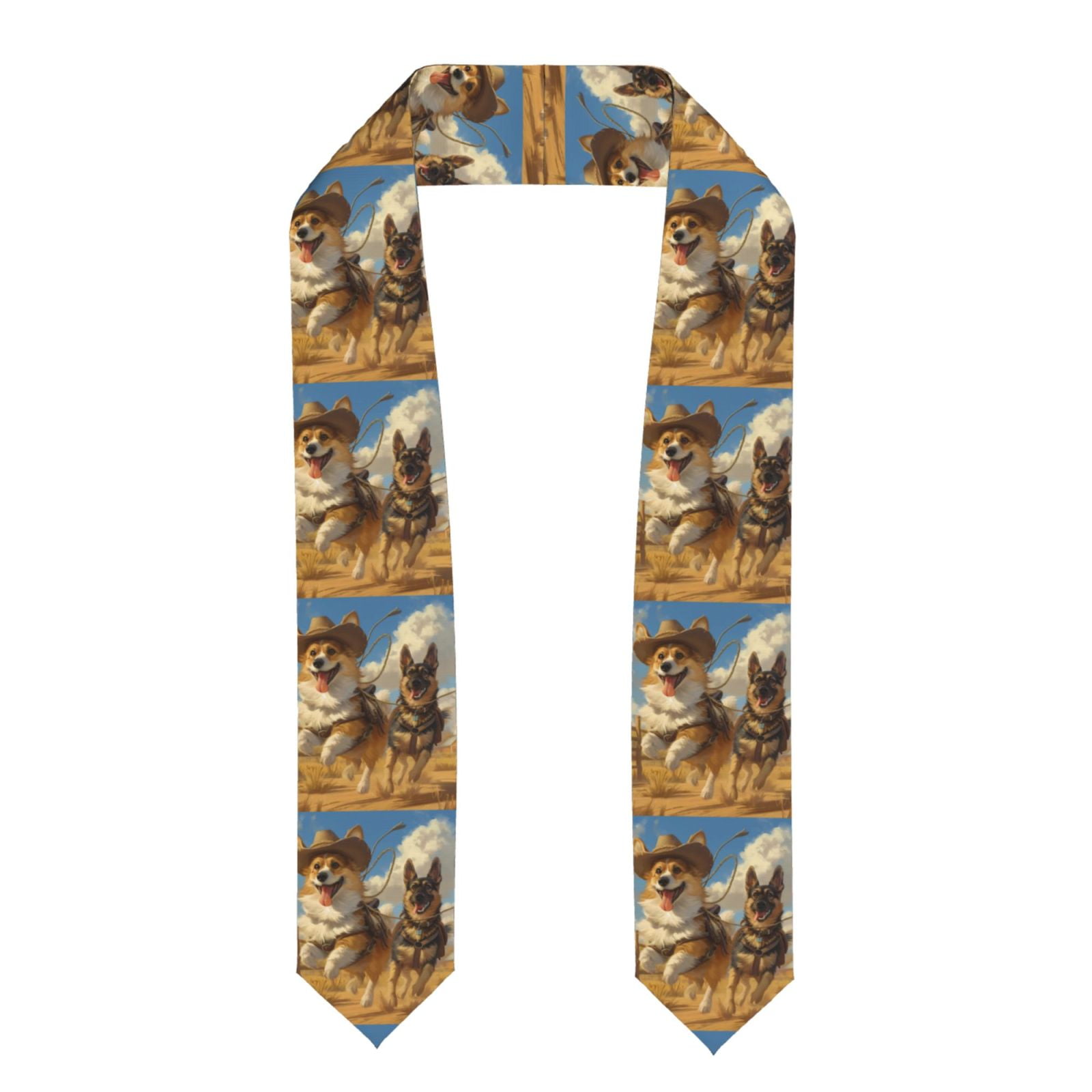 Daiia Farm Corgi German Shepherd Pattern Graduation Shawl Stole – Satin ...