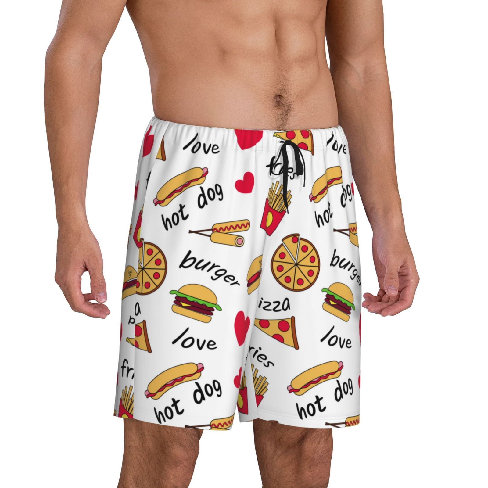 Daiia Fast Food Mens Woven Stretch Pajama Short,Short Pajama Pants ...