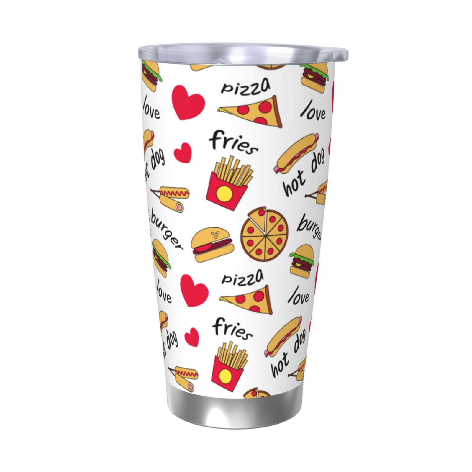 Daiia Fast Food Printed 20oz Insulated Coffee Cup with Straw Topper ...