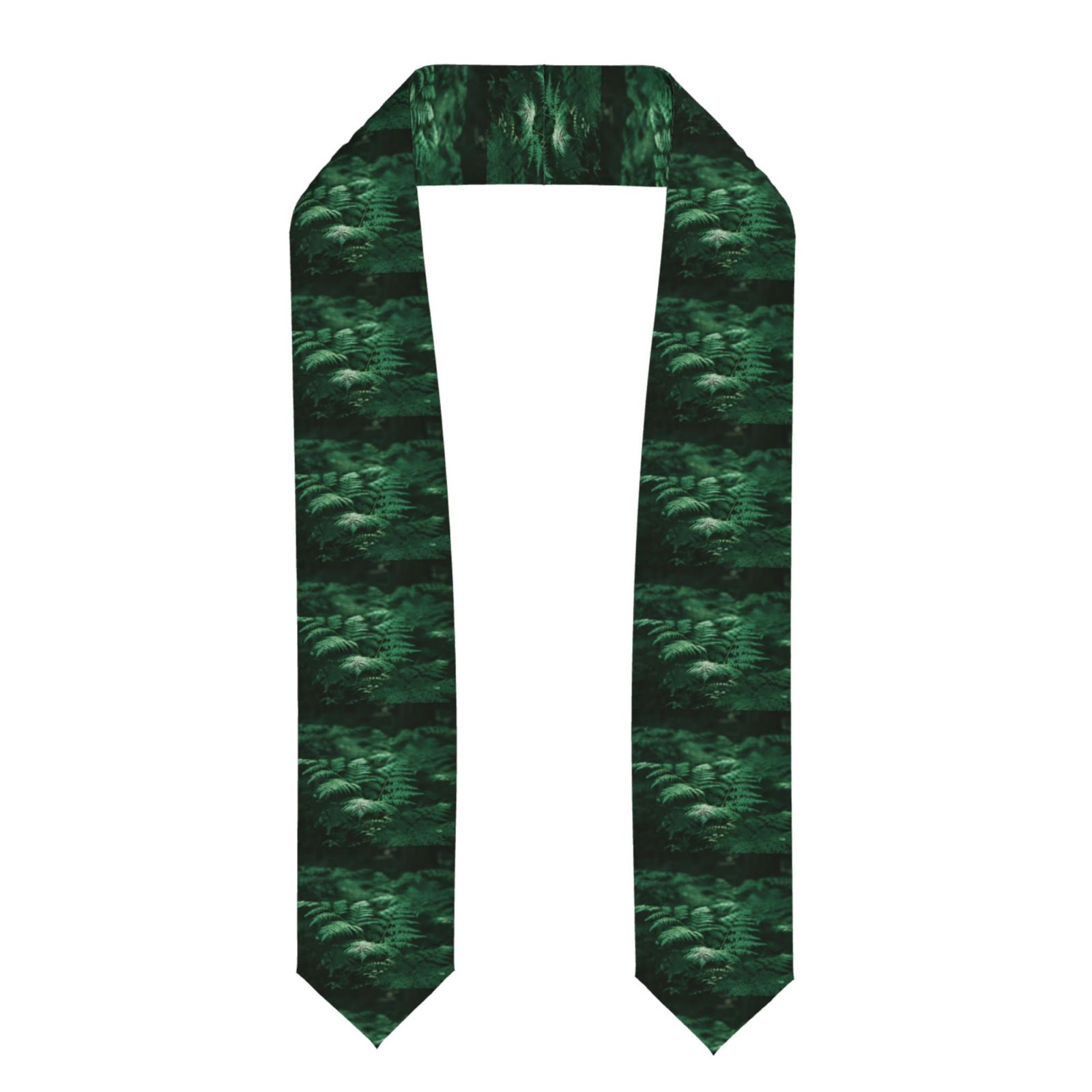 Daiia Ferns Leave Green Foliage Pattern Graduation Shawl Stole – Satin ...