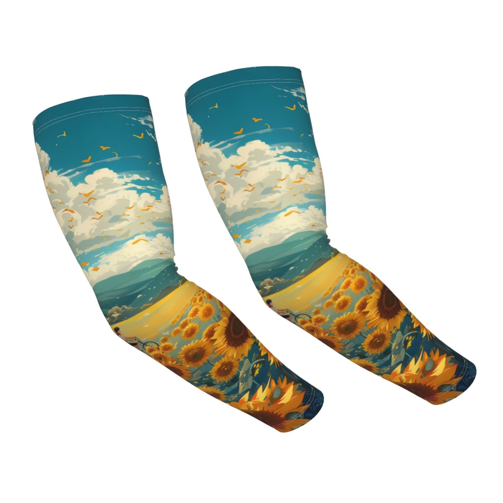 Daiia Field Style Bicycle Young Sunflower UV Sun Protection Arm Sleeves ...