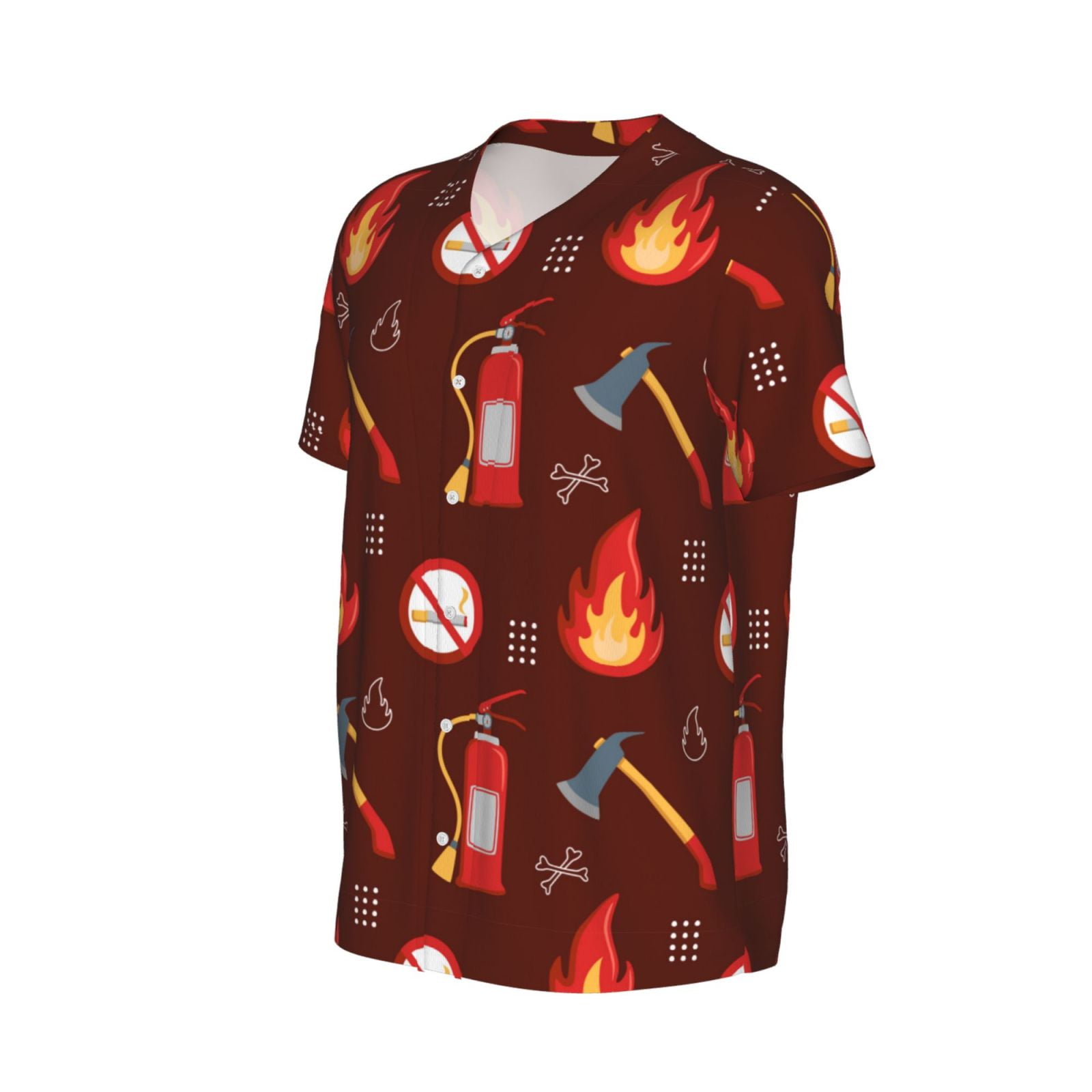 Daiia Fire Extinguisher Mens Baseball Jersey Button Down Shirts Short ...