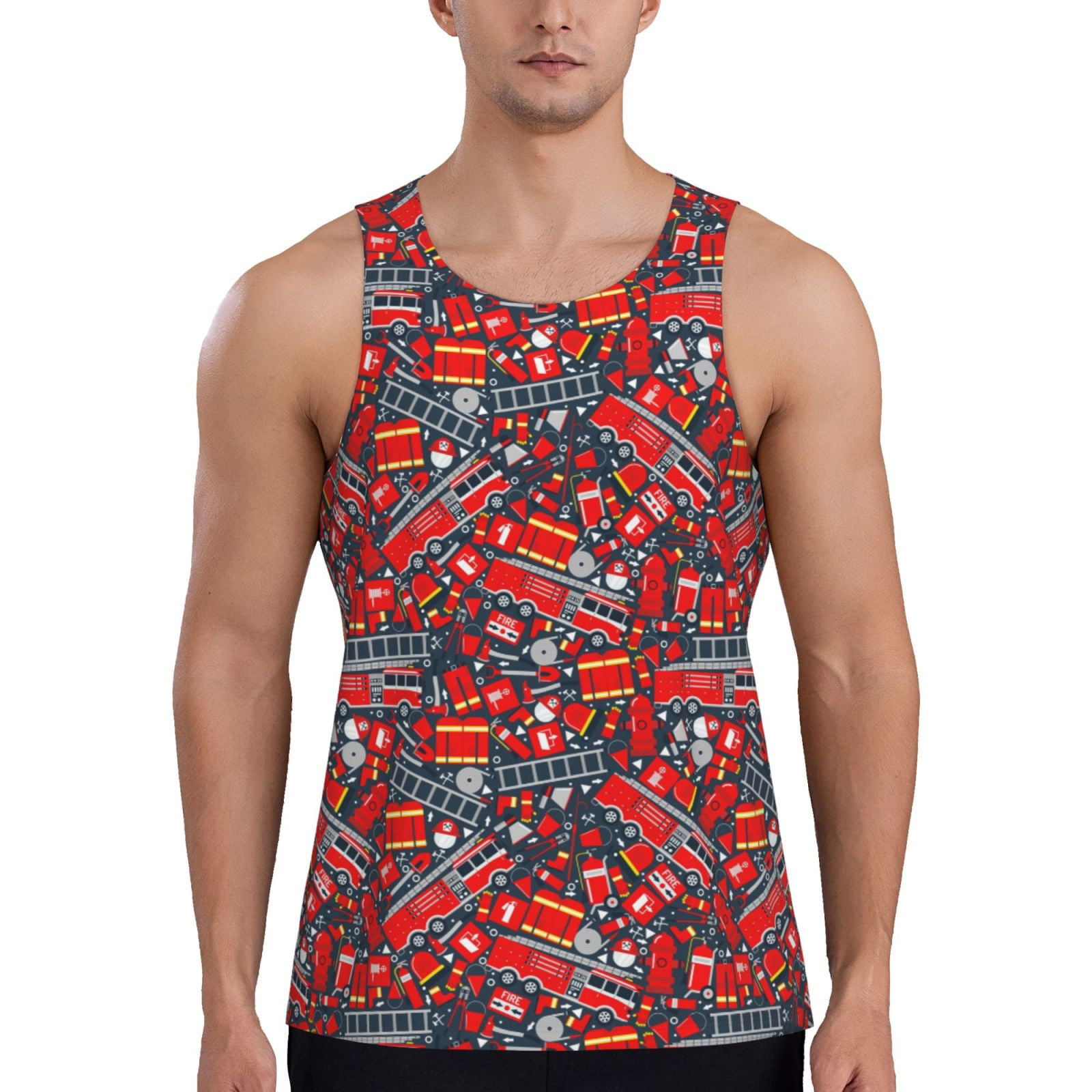 Daiia Fire Sign Printed Men's Quick Dry Fit Muscle Tank Top Slim-Fit ...
