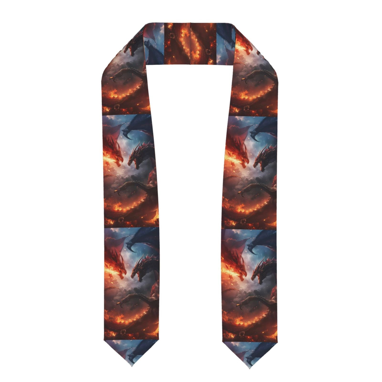Daiia Fire Sky Dragon Pattern Graduation Shawl Stole – Satin Graduation ...
