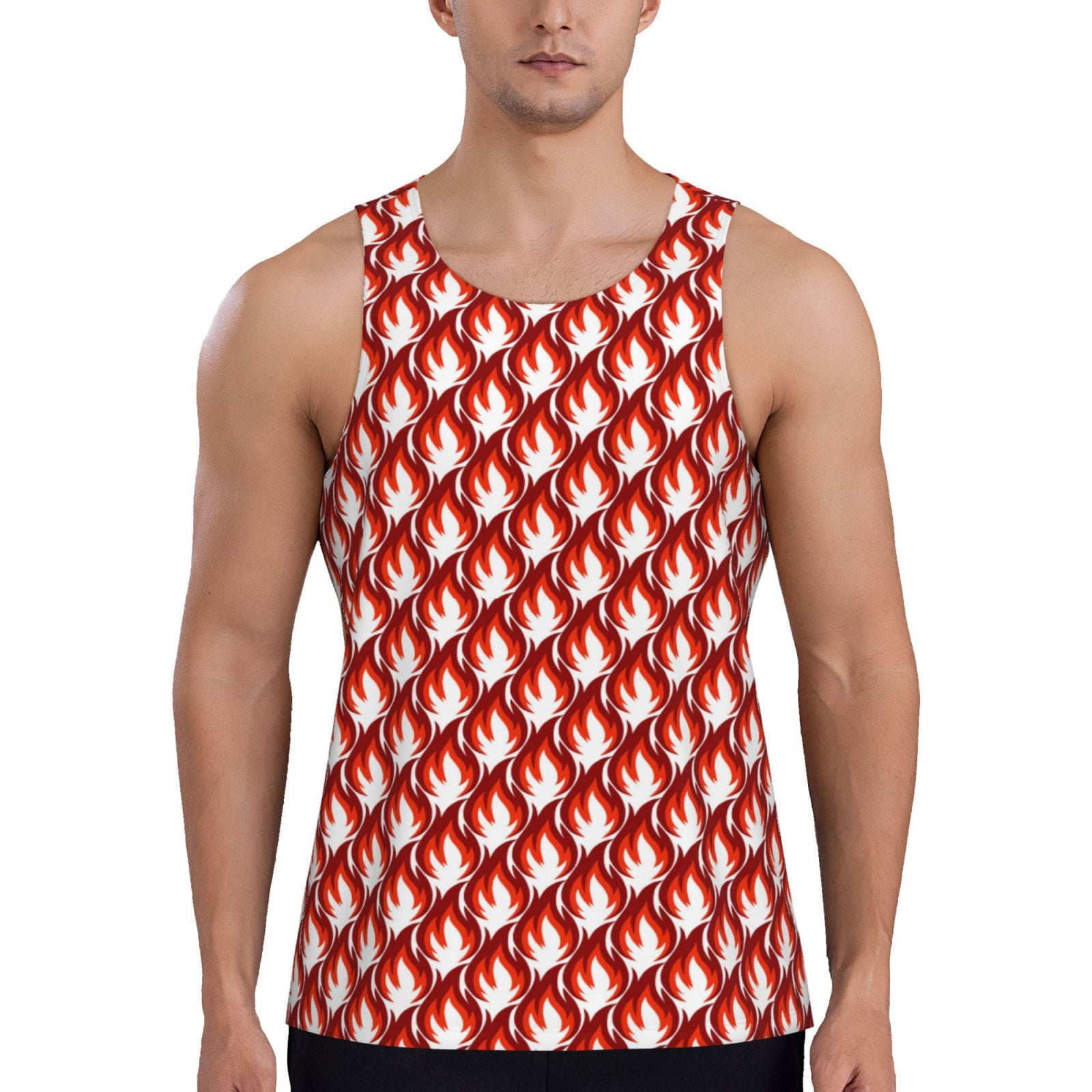 Daiia Fire Symbols Printed Men's Quick Dry Fit Muscle Tank Top Slim-Fit ...