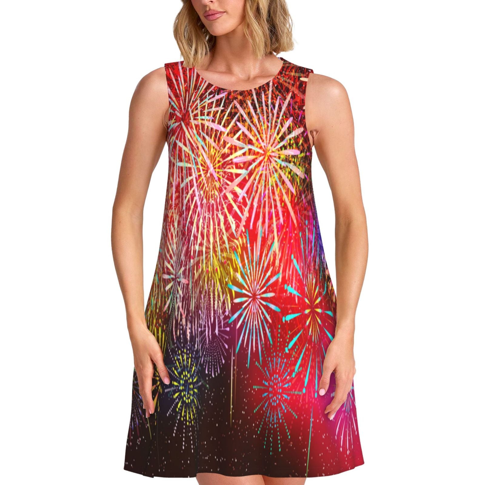 Daiia Fireworks Print Women's Dresses 2025 Trendy Short sleeve Dresses ...