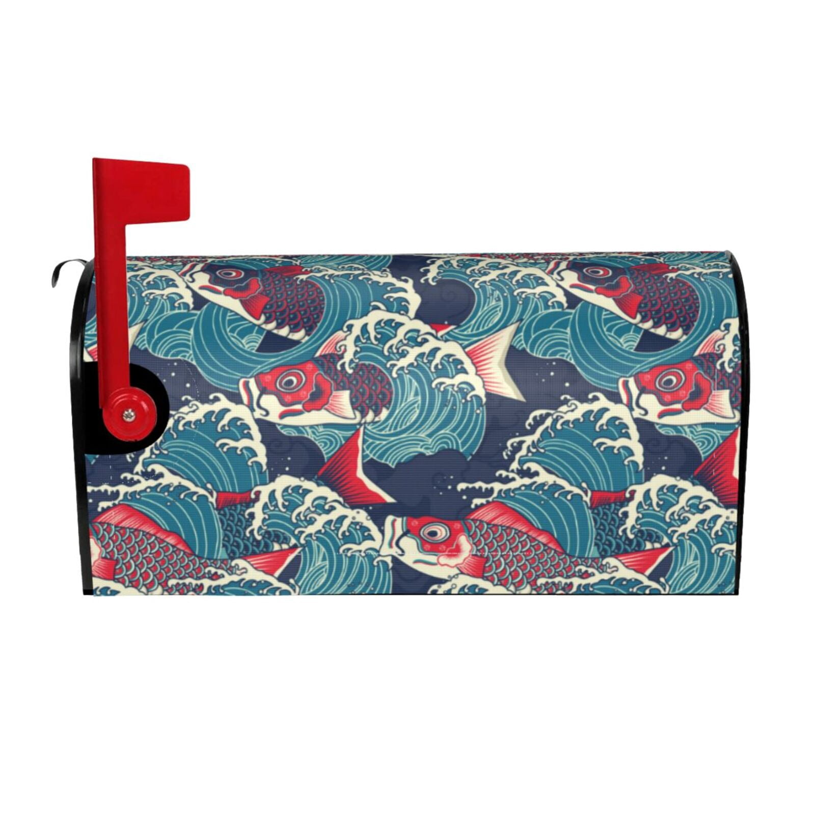Daiia Fish In The Wave Mailbox Cover , Magnetic Welcome Mailbox Wraps ...