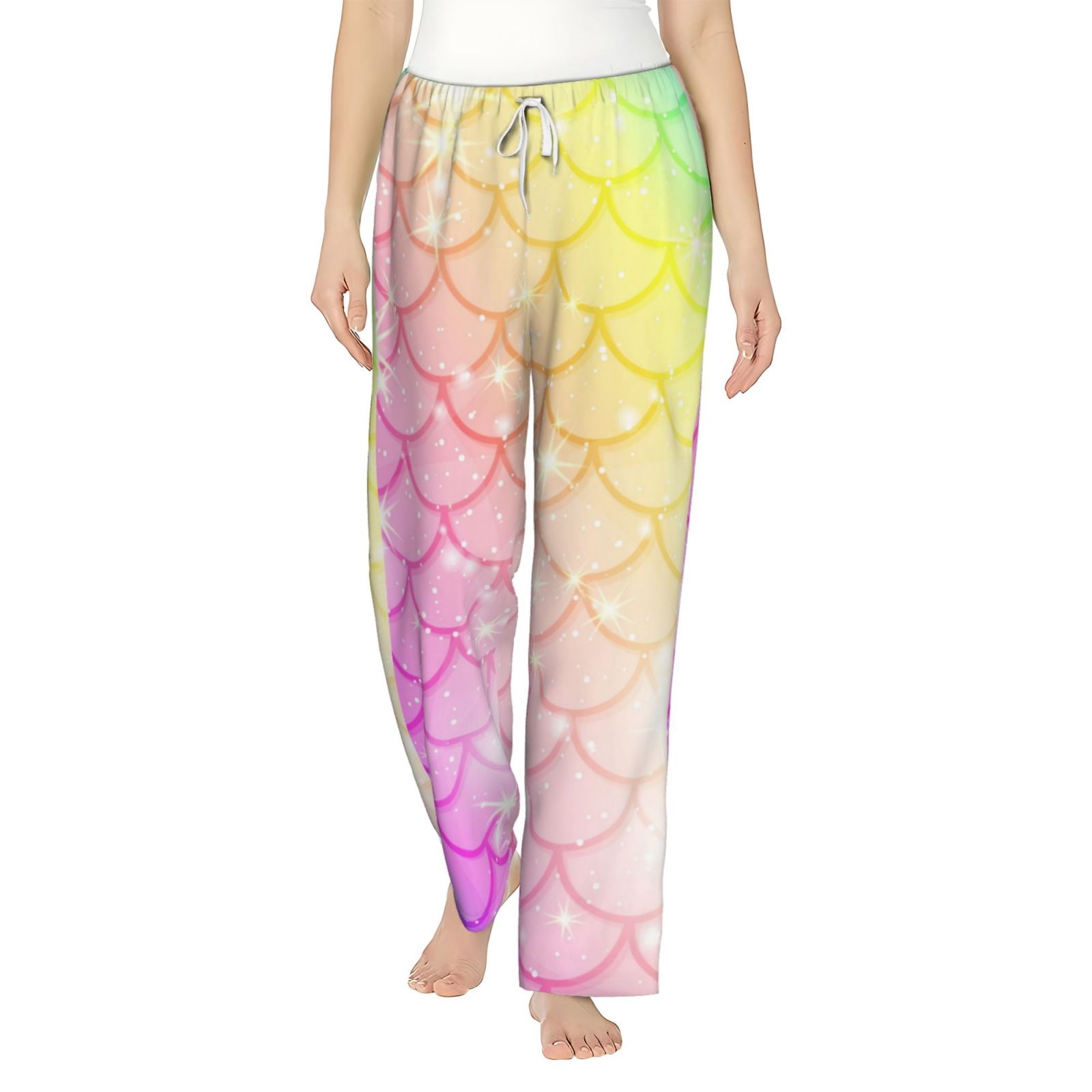 Daiia Fish Scale Women's Sleep Pant with Pockets and Drawstring,Pajama ...
