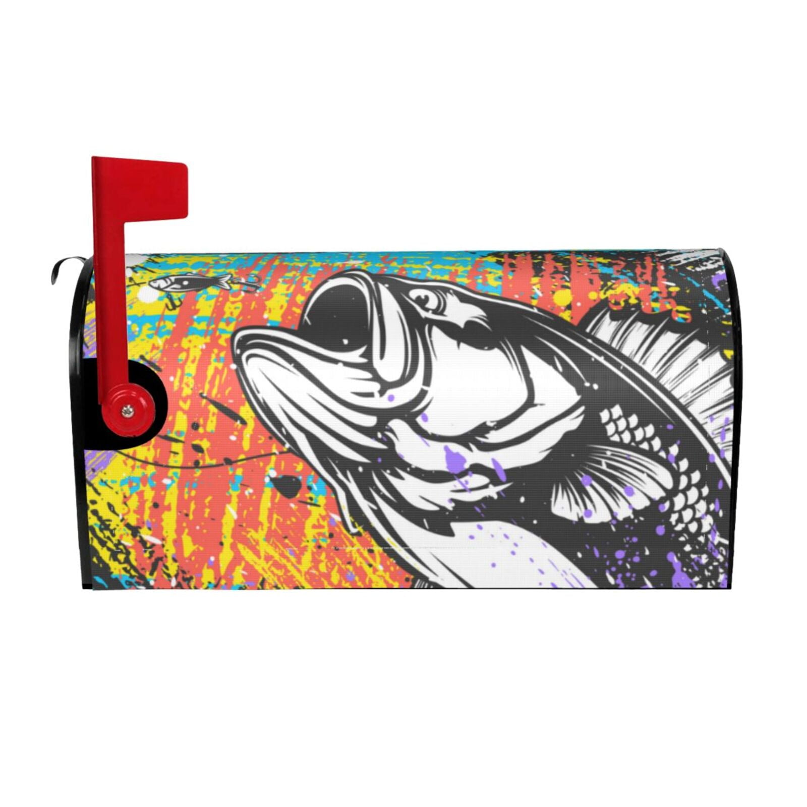Daiia Fishing Bass Pattern Mailbox Cover , Magnetic Welcome Mailbox ...