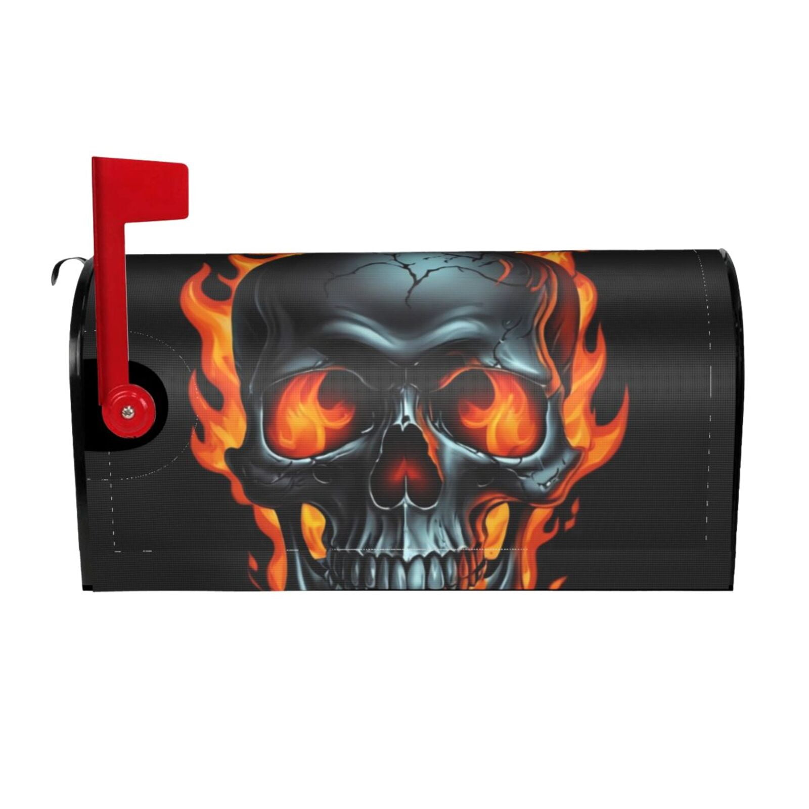 Daiia Flame Metal Skull Mailbox Cover , Magnetic Welcome Mailbox Wraps ...