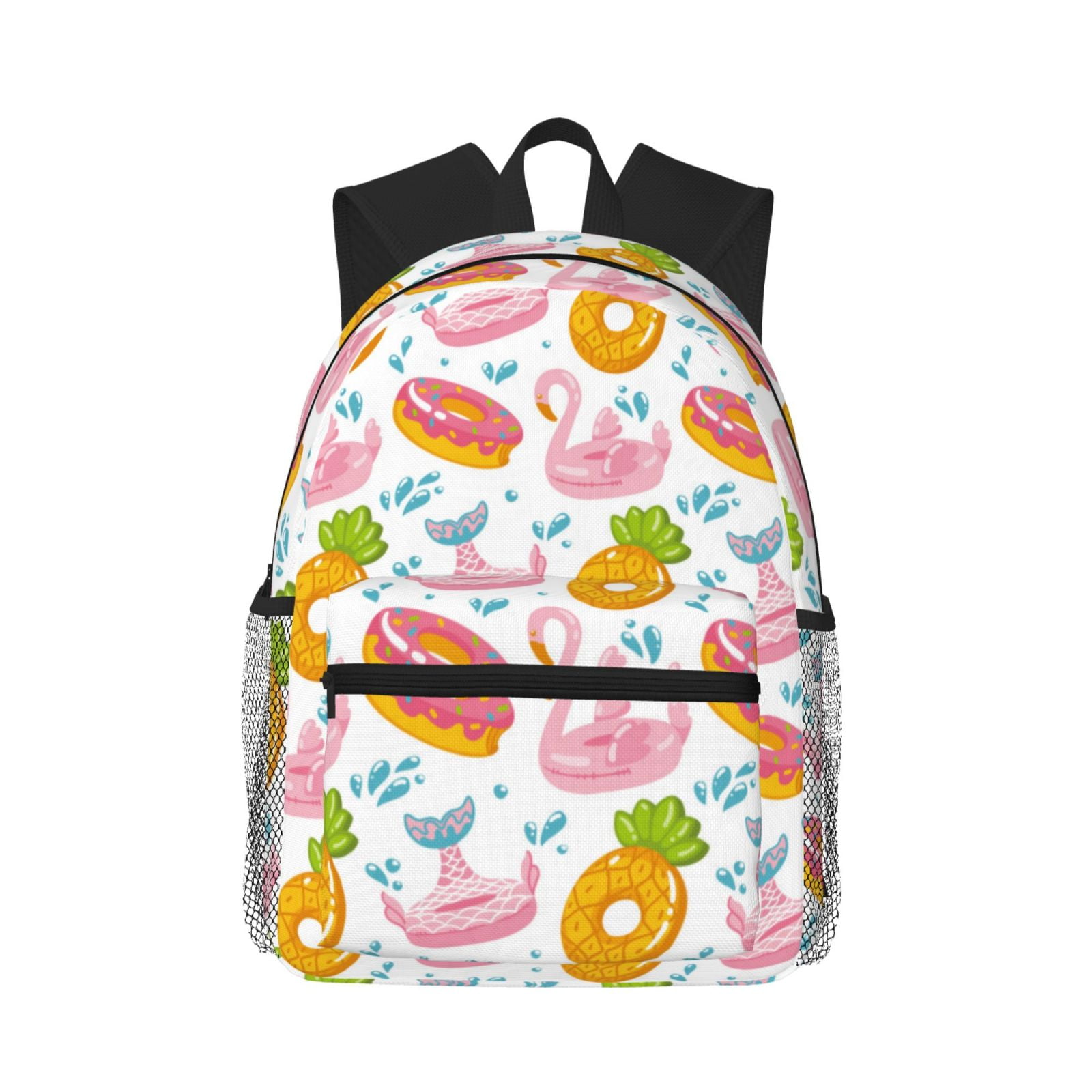 Daiia Flamingo And Pineapple School Backpack for Men Women, Unisex Large Waterproof Bookbag ...