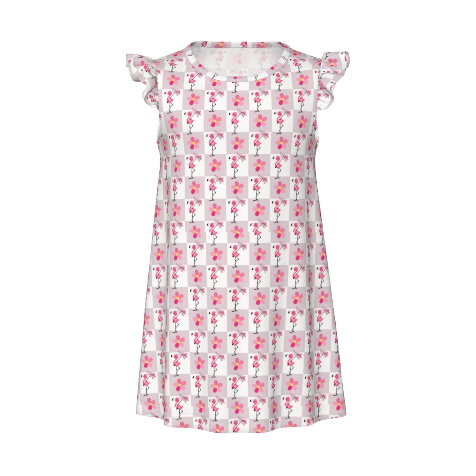 Daiia Flamingo On Checkered Girls Nightgowns, Unicorn Nightgown ...
