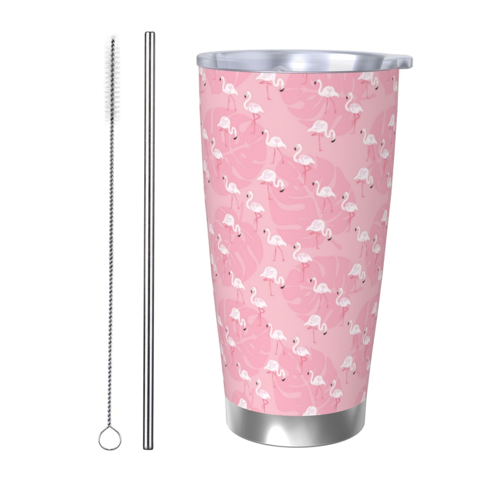 Daiia Flamingos and Flowers Printed 20oz Insulated Coffee Cup with ...