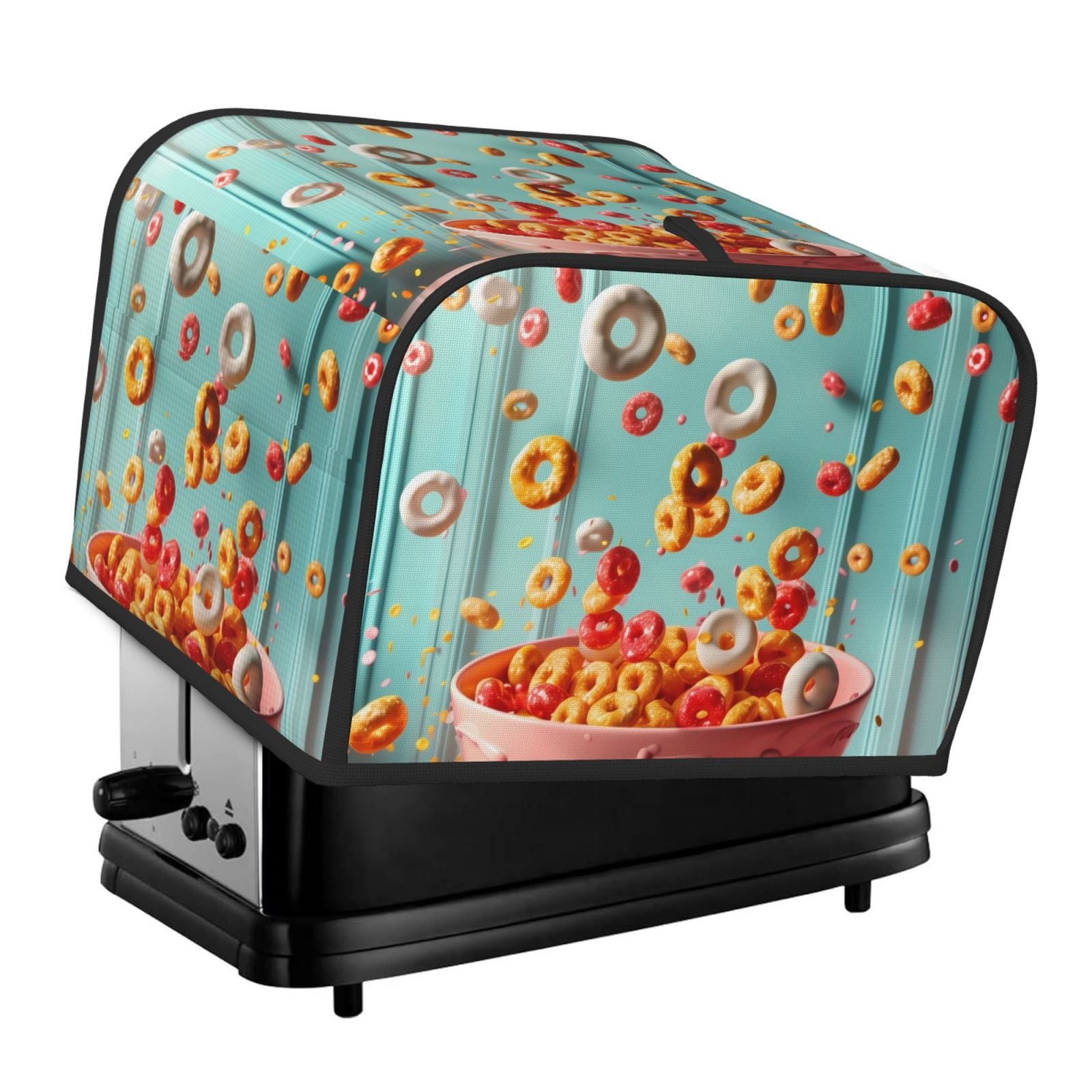 Daiia Floating Colorful Cereal Pattern 4 slice Toaster Cover, Toaster ...
